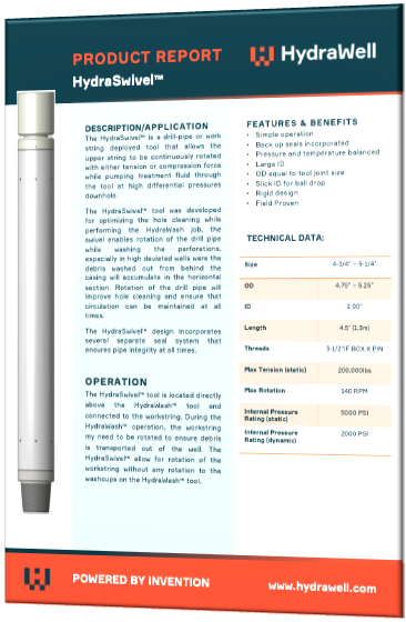 HydraWell HydraSwivel | Wellbore Cleaning Solutions & Services